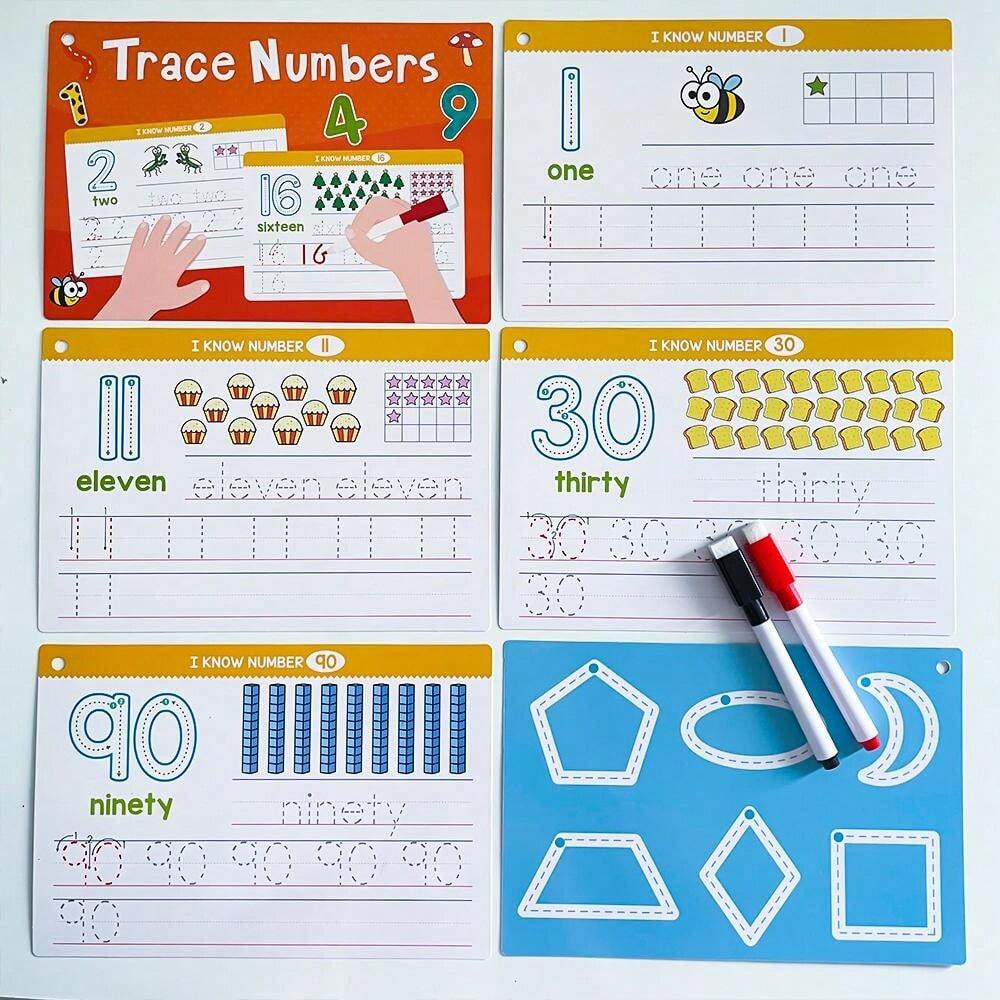 Numbers Flash Cards ﻿Dry Erase Board Toddler, Preschool, Kindergarten ...