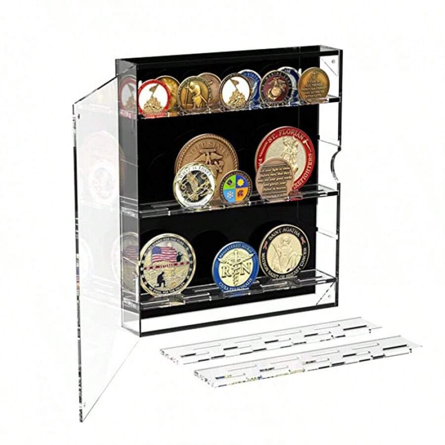 Acrylic Round Coin Storage Box, Transparent Acrylic Coin Display Case ...