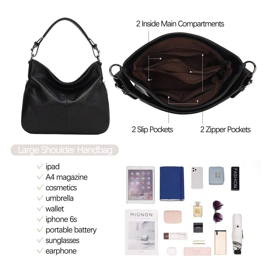 KL928 Plus Size Crescent Moon Shaped Tote Bag For Women, Adjustable ...