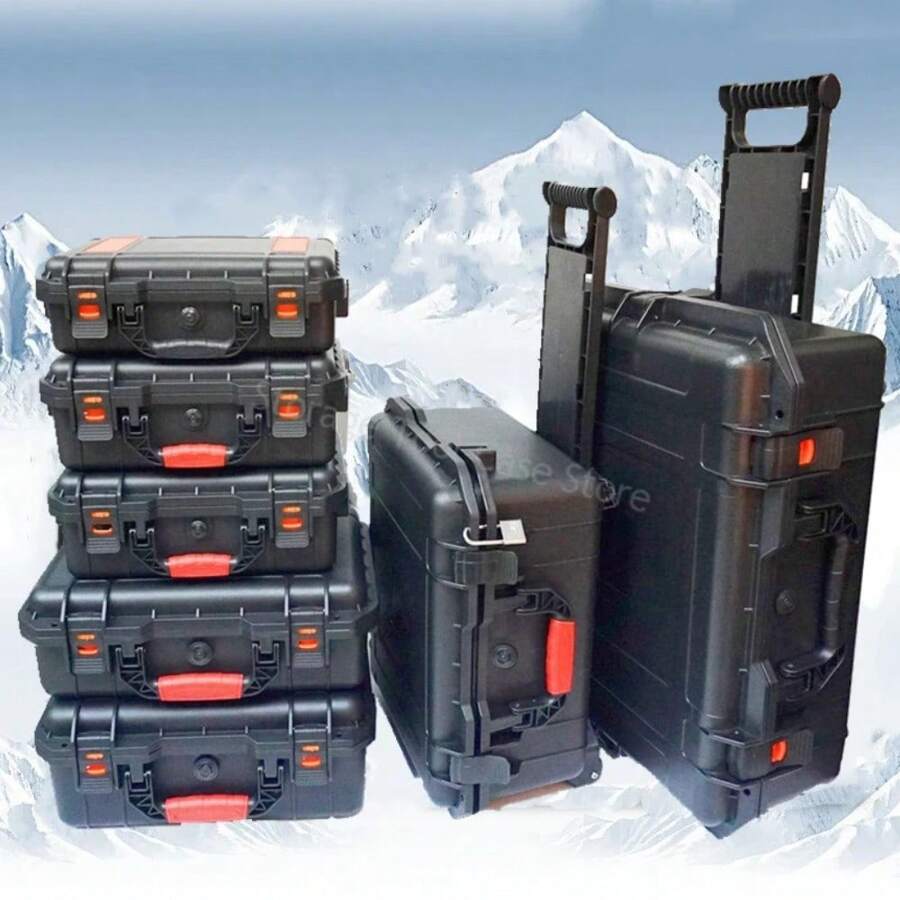 Large Hard Case Professional Tool Box With Wheels Safety Instrument ...