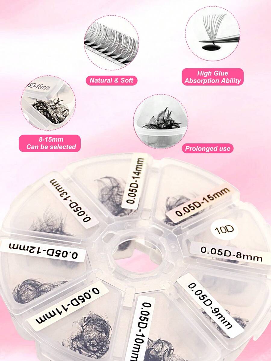 500-1000-2000pcs Promade Fans 5D 10D 20D 8-15mm Length 0.05& 0.07 ...