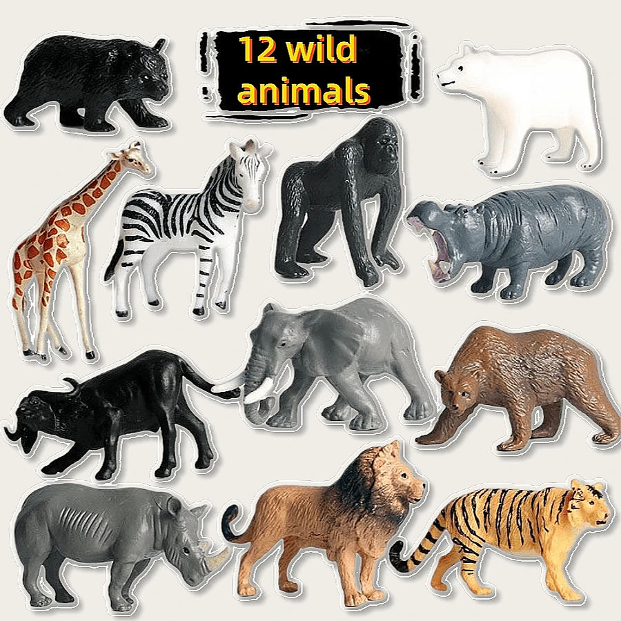 12pcs/Set Realistic Solid Forest, Wild Poultry, Marine Animal Model ...