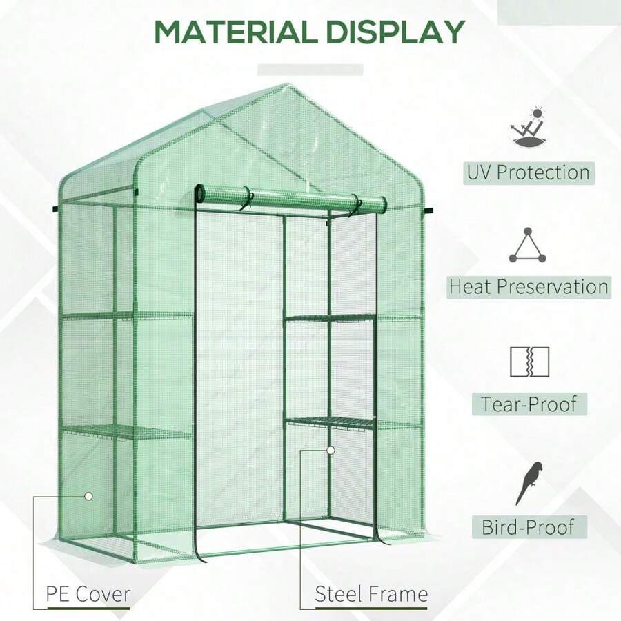 Outsunny 5' X 2.5' X 6.5' Mini Walk-In Greenhouse Kit, Portable Green ...