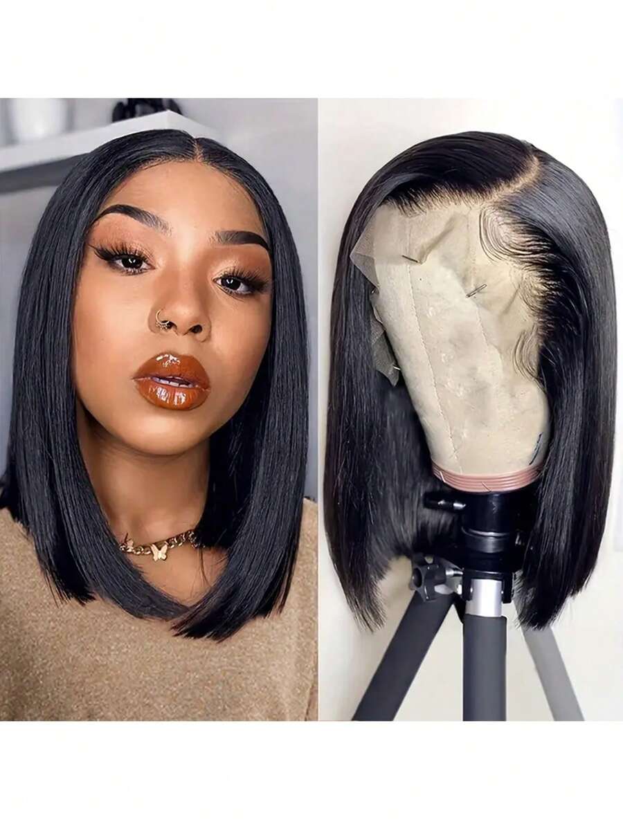 16 Inch 180% Density Pre Cut No Glue 13x4 Bone Straight Glueless Wig Human Hair Ready To Wear ...