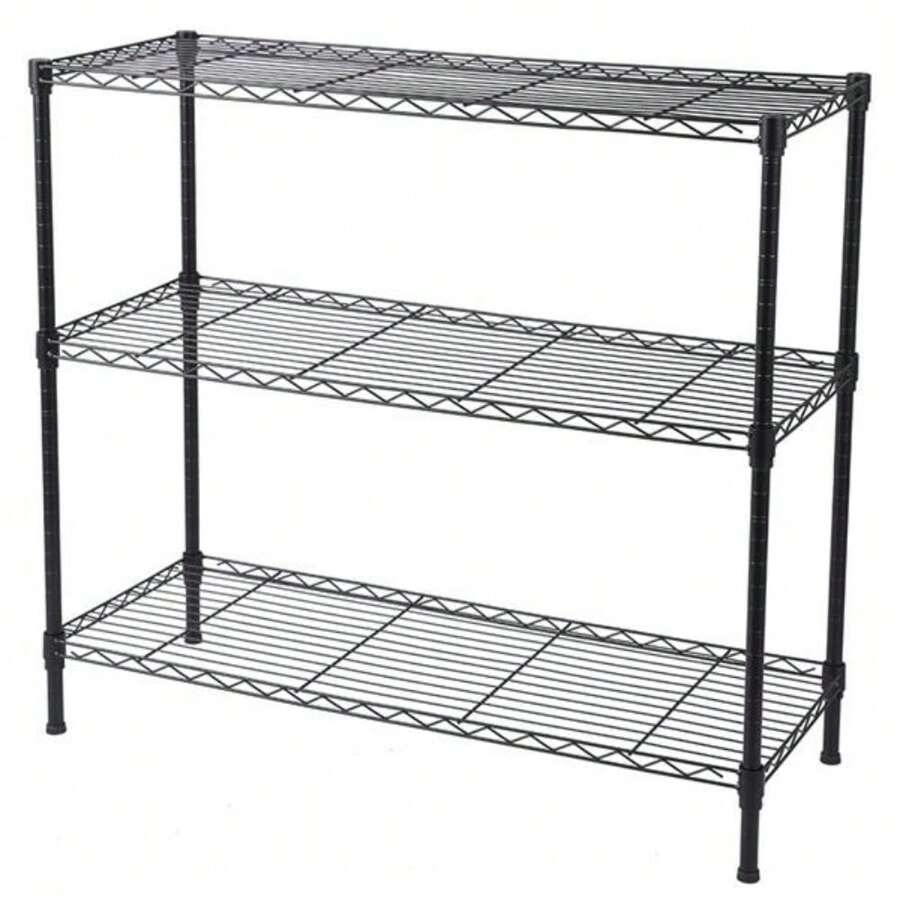 3-Tier Heavy Duty Adjustable Shelving Unit Black | SHEIN USA