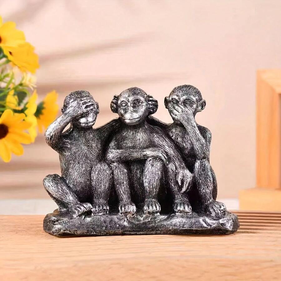 New Resin Three Wise Monkeys Crafts Figurine, Hear No Evil See No Evil Speak No Evil Monkey ...