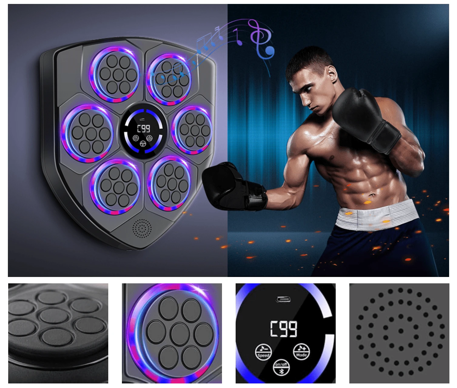 Smart Music Boxing Machine 9 Mode And Speed For Bluetooth Boxing Device ...