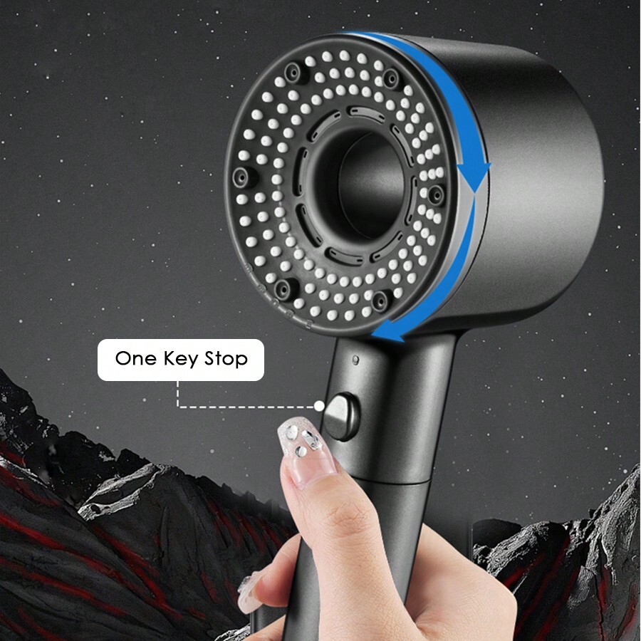 High Pressure Pressurized Filter Shower Head 5 Modes Booster Rainfall ...