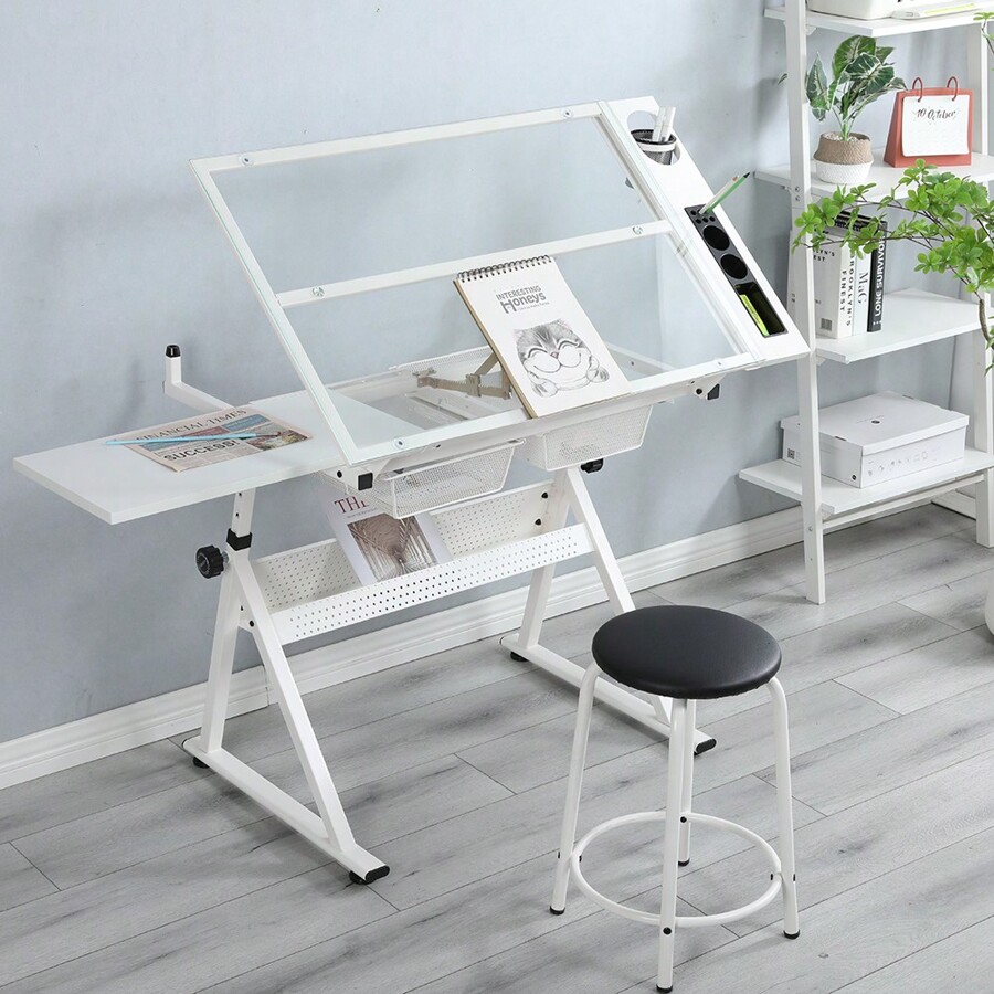 Drafting Printing Table Drawing Desk With Chair Printing Table For Reading Writing Painting ...