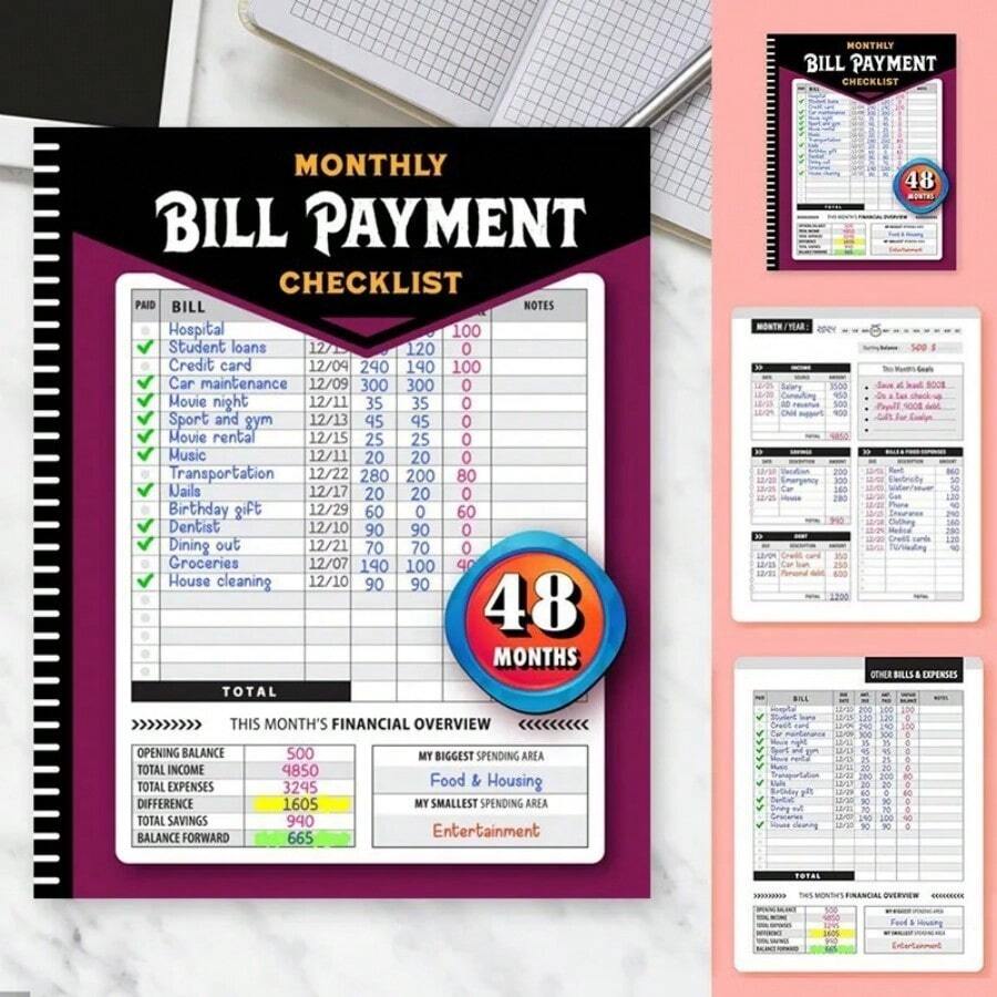 1pc Bill Payment Management Book,Monthly Finance Organizer With Expense ...