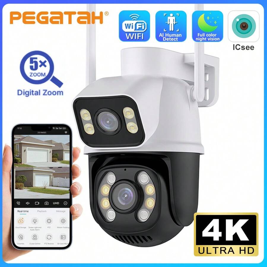 8MP 4K PTZ Wifi-camera Dubbele lens Dubbel scherm AI Menselijke ...