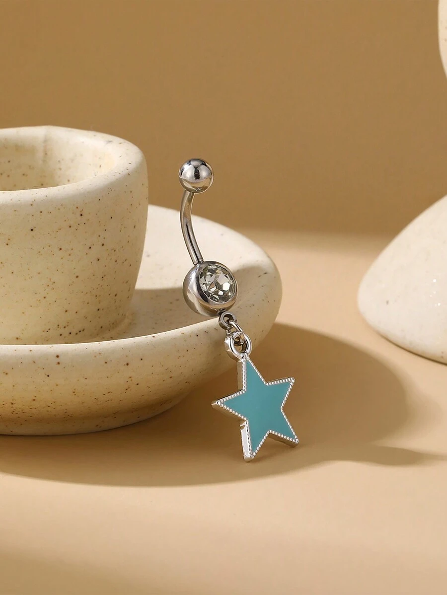 1pc Fashion Heart Shape Oil Drill Navel Ring, Belly Button Piercing For ...