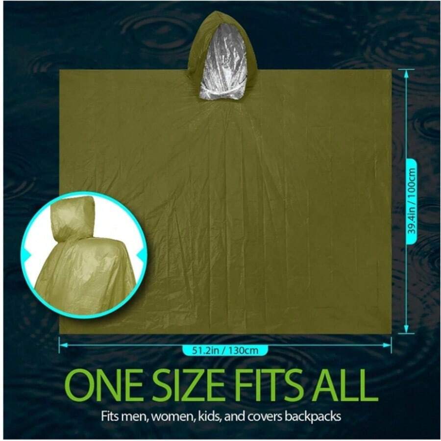 Emergency Rain Poncho [4 Packs] [Retains 90% Body Heat] Reusable ...