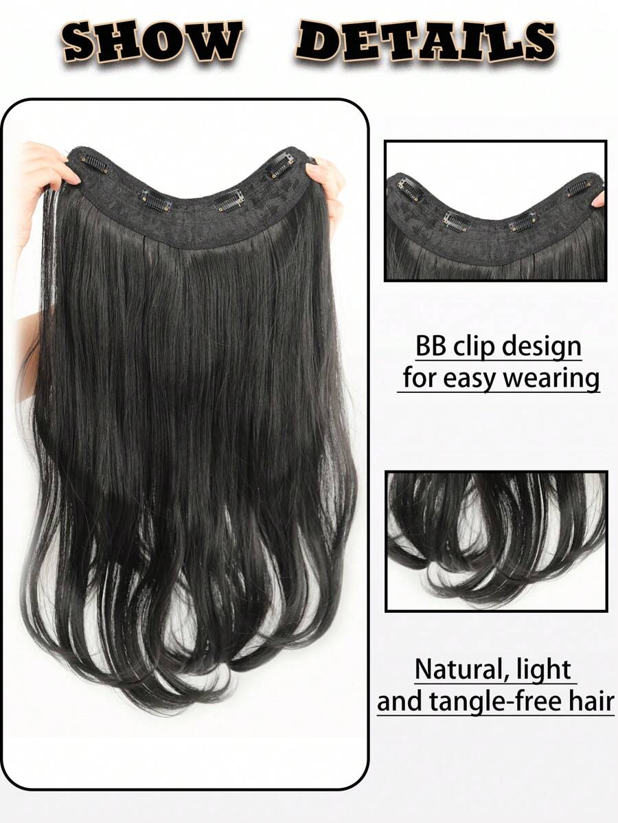 Fluffy V-Shaped Long Hair Extension For Women - Deep Wave Synthetic ...