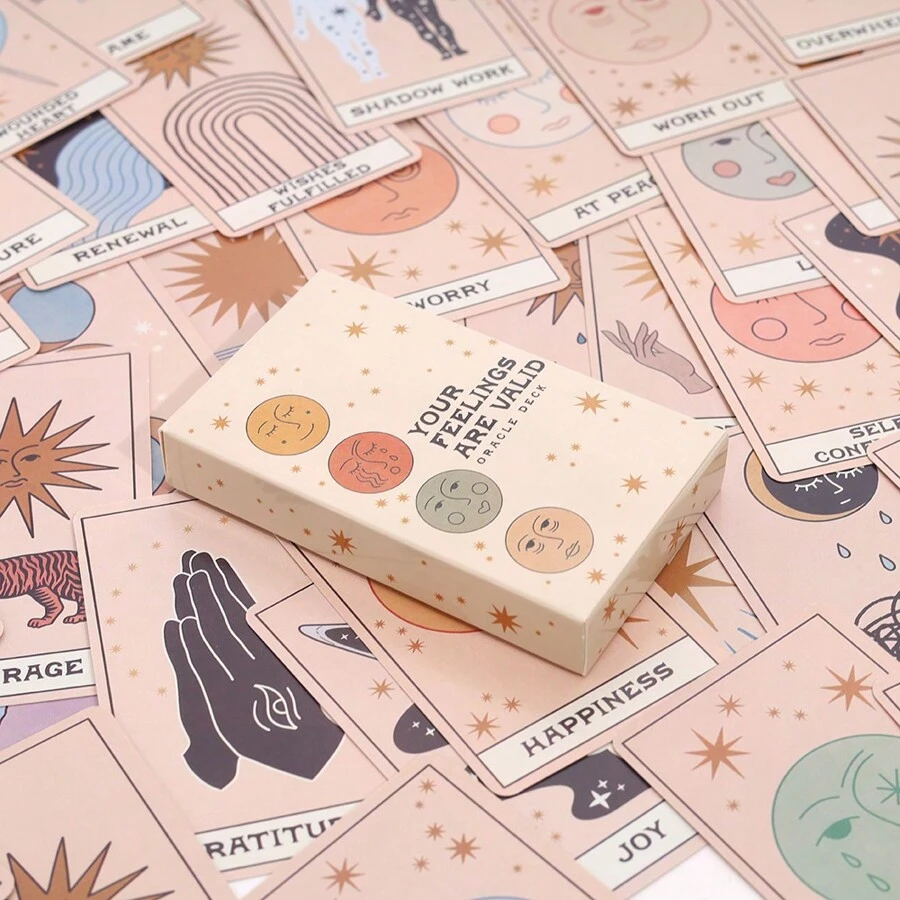 YOUR FEELINGS ARE VALID ORACLE DECK SET INCLUDES 48 CARDSE FOLD OUT ...