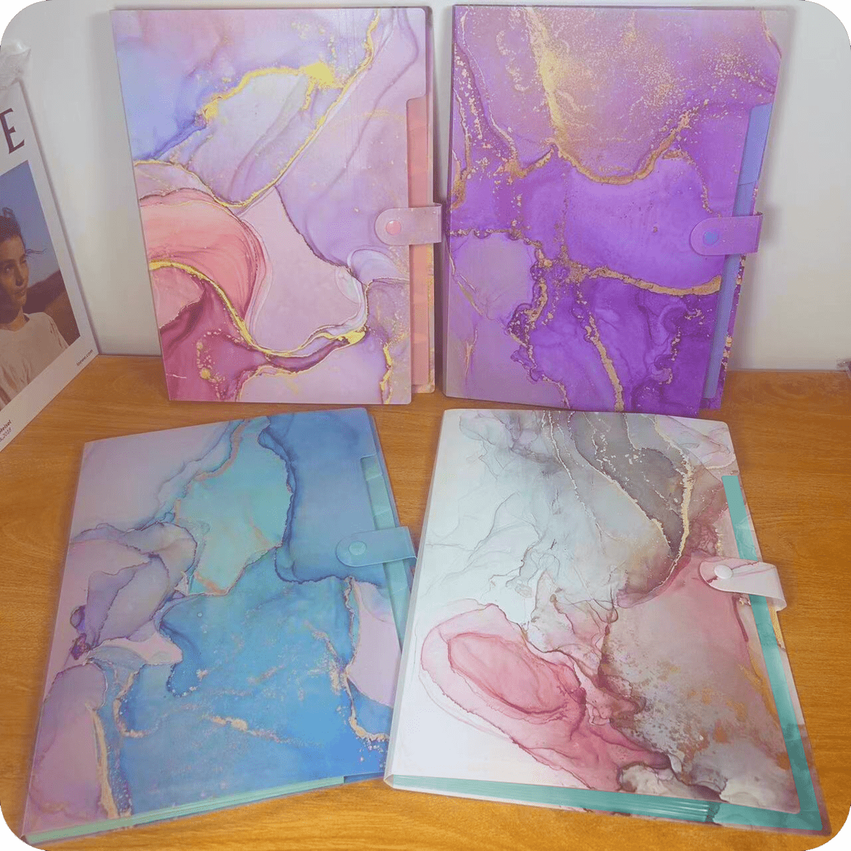 Marble Style File Folder, Expanding File Folders With Labels, 8 Pockets ...