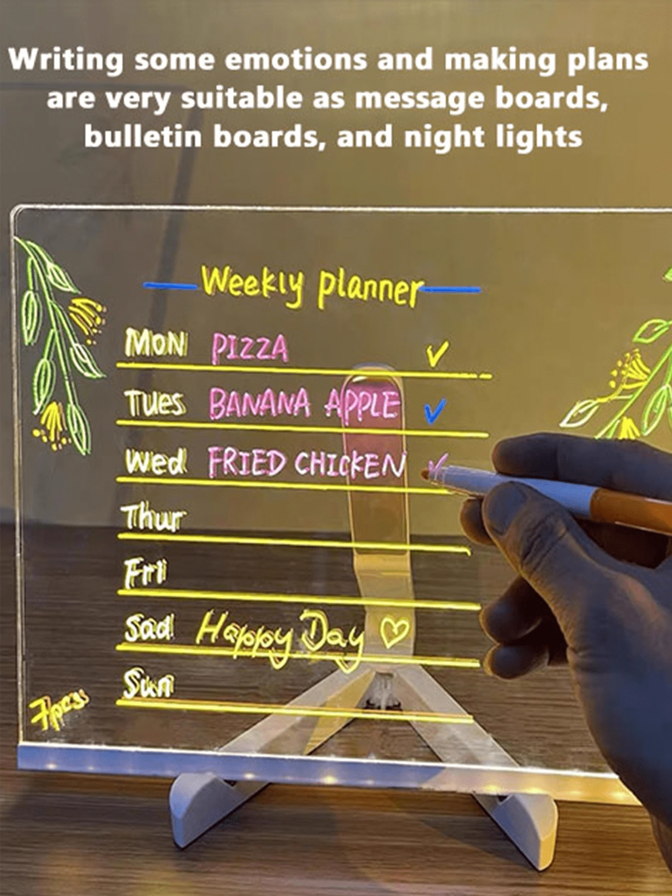 LED Erasable Whiteboard Luminous Writing Board, Desktop Ambient ...