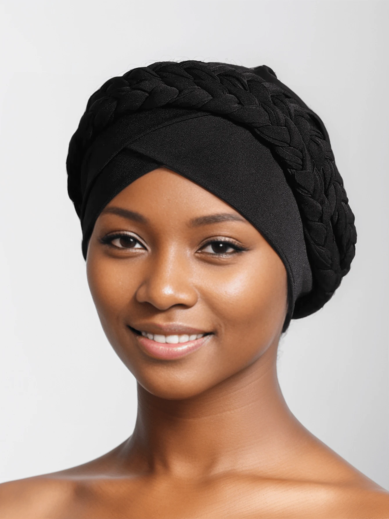 New European & American Style Plain Color Muslim Braided Turban Hat ...