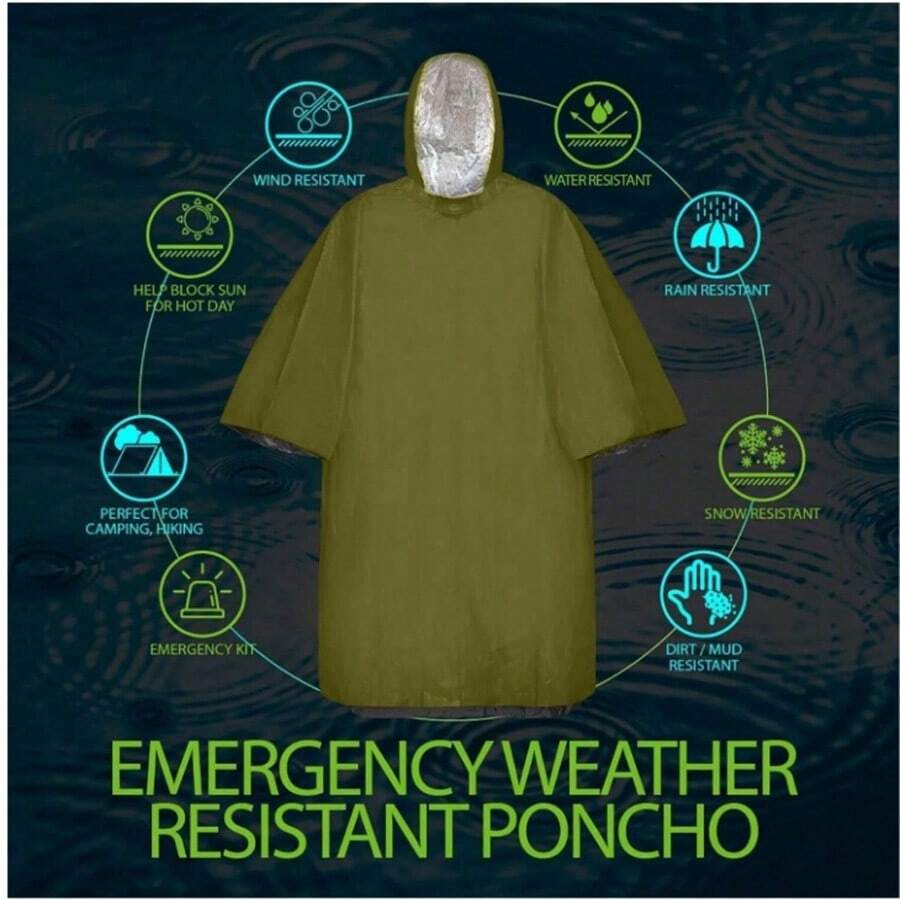 Emergency Rain Poncho [4 Packs] [Retains 90% Body Heat] Reusable ...