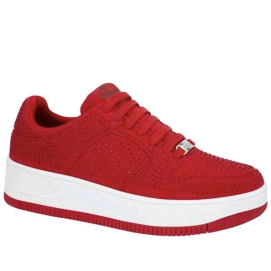 TENIS ROJOS CON PIEDRA MODA 2024 MUJER MODERNA TEMPORADA OTOÑO INVIERNO ...