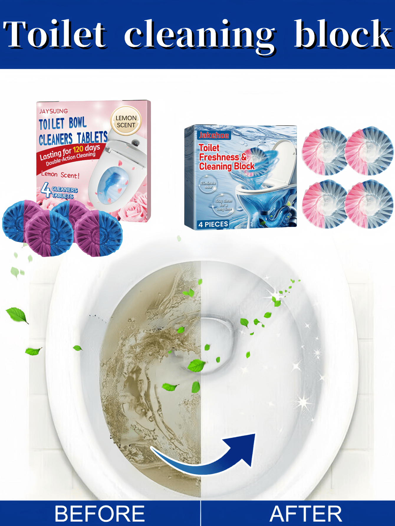 Toilet Cleaner Blocks - Deodorizing & Descaling Toilet Cleaning Blocks ...