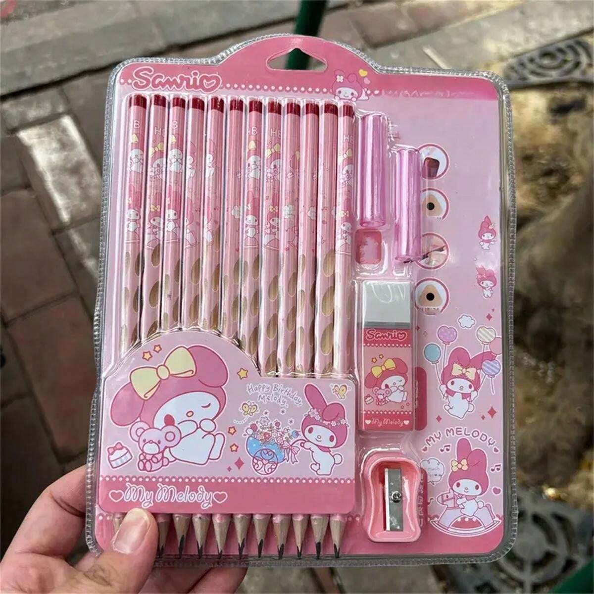 Sanrio Sanrio 1 Set Of 12 Cute Cartoon Wooden Pencil Sets, HB Hardness ...