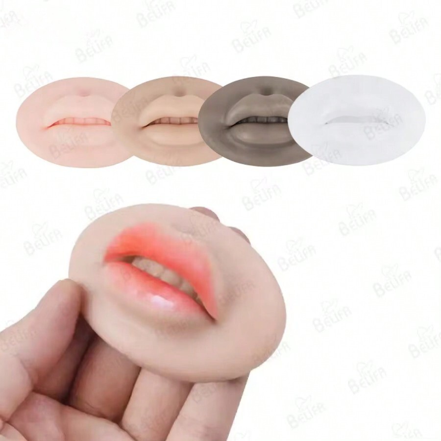 Makeup Artist Fake Leather Lip Micro Lip Blush 3D Practice Lip Soft Silicone Skin Permanent ...