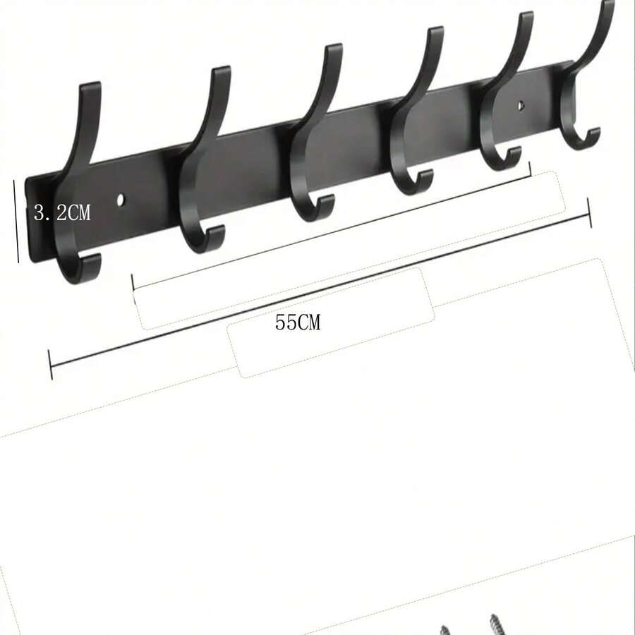 Coat Rack Wall Mounted - 6 Holes Heavy Duty One, Stainless Steel, Metal ...