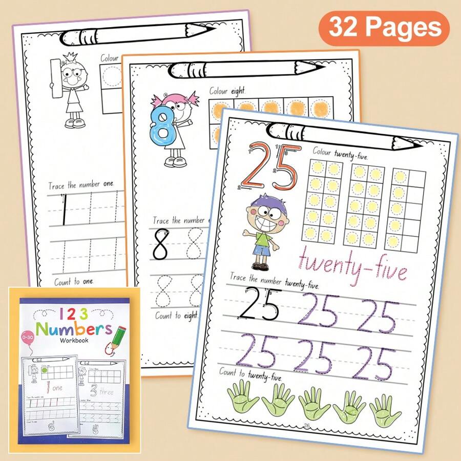 Lachilly 32 Pages Tracing Numbers Workbook For Kids: 123 Early Learning ...
