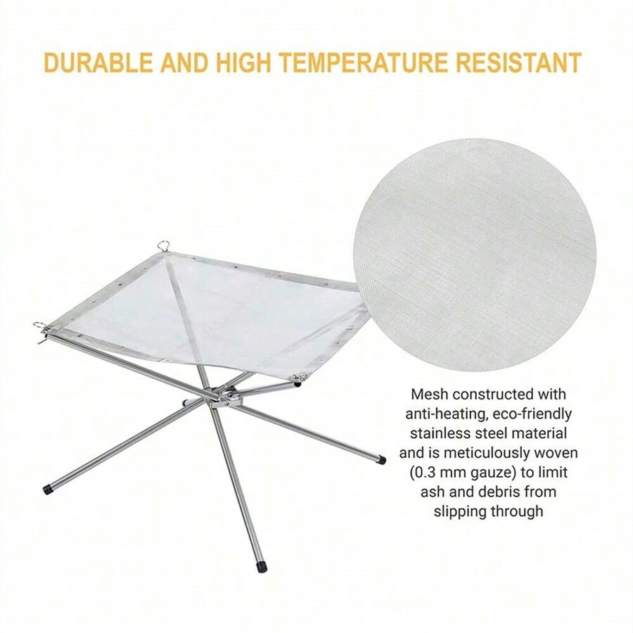 Foldable Mesh Fire Pit BBQ Tool Disassemble Garden Backyard Heating ...