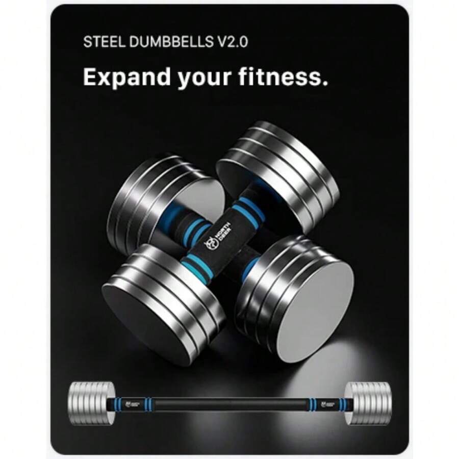 Steel Dumbbells Ultracompact & Adjustable Chrome Dumbbell With Foam ...