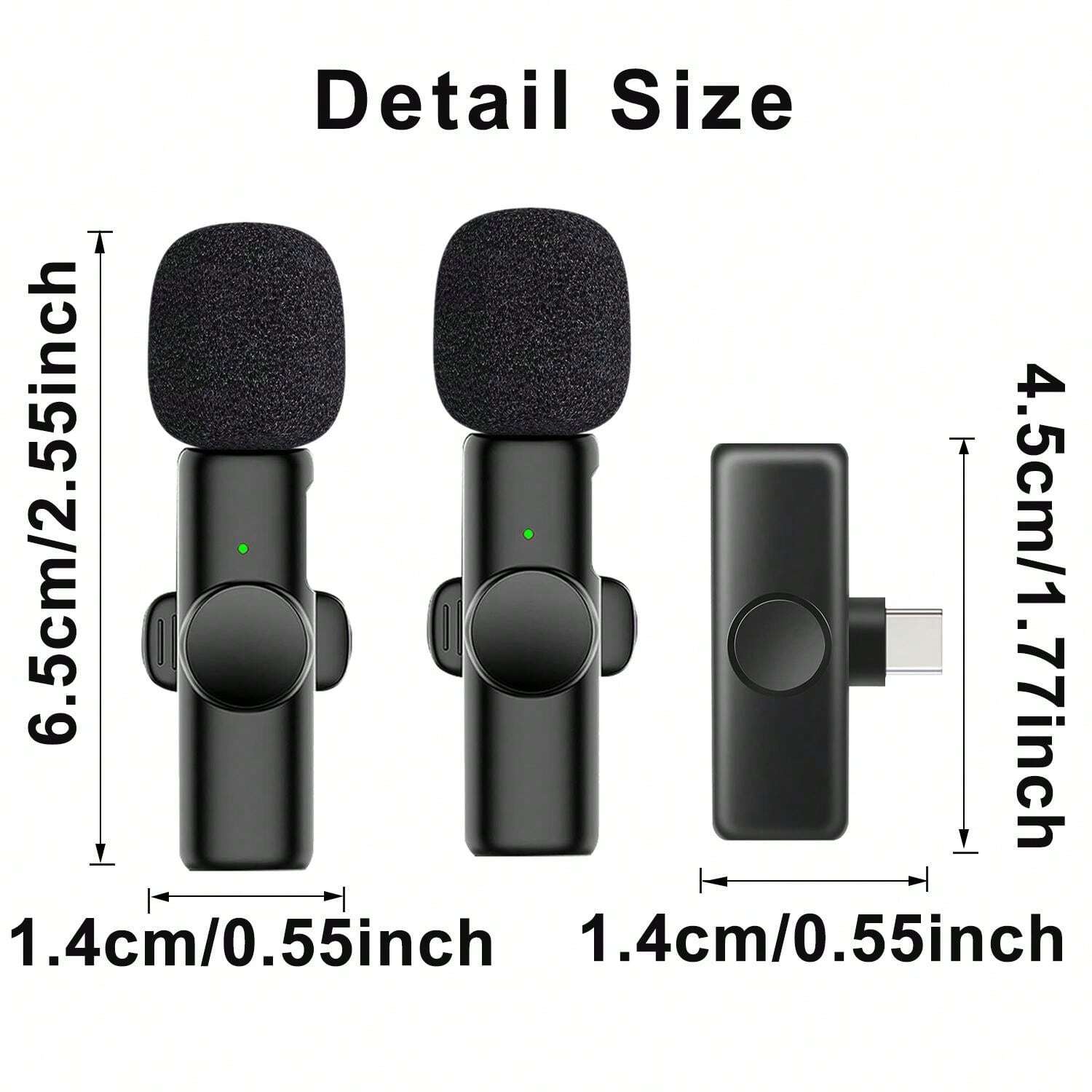 Professional Wireless Lavalier Lapel Microphone For TypeC Cordless ...