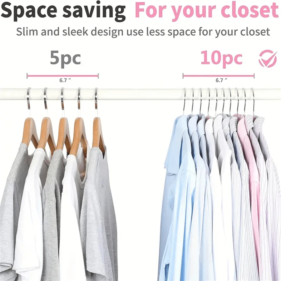 10-Pack Metal Clothes Hangers - Non-Slip Groove & Arc Edge Design, Firm ...