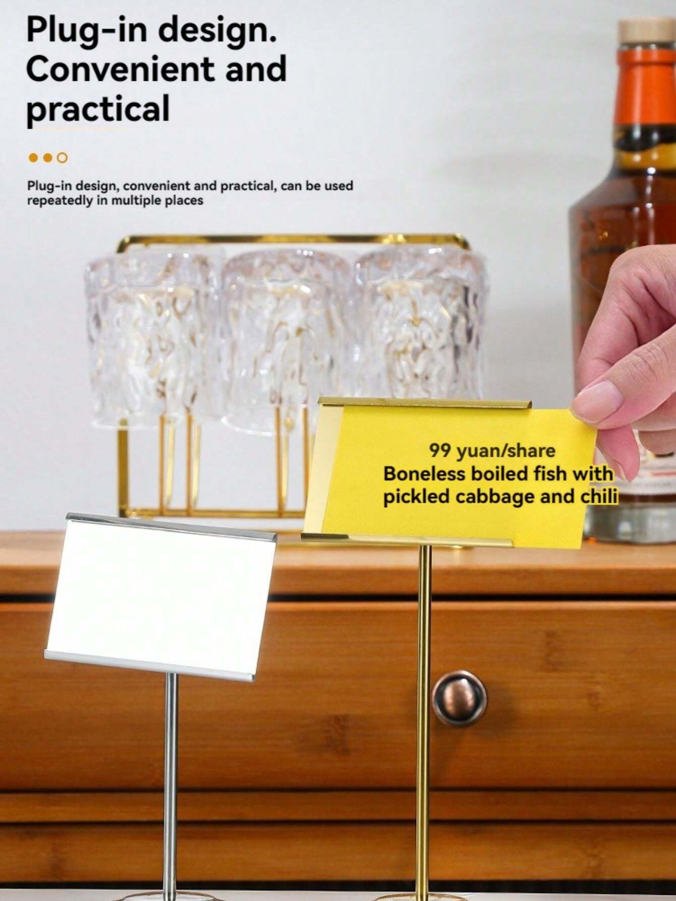 Stainless Steel Table Number Plate, Restaurant Price Tag Stand, Buffet ...