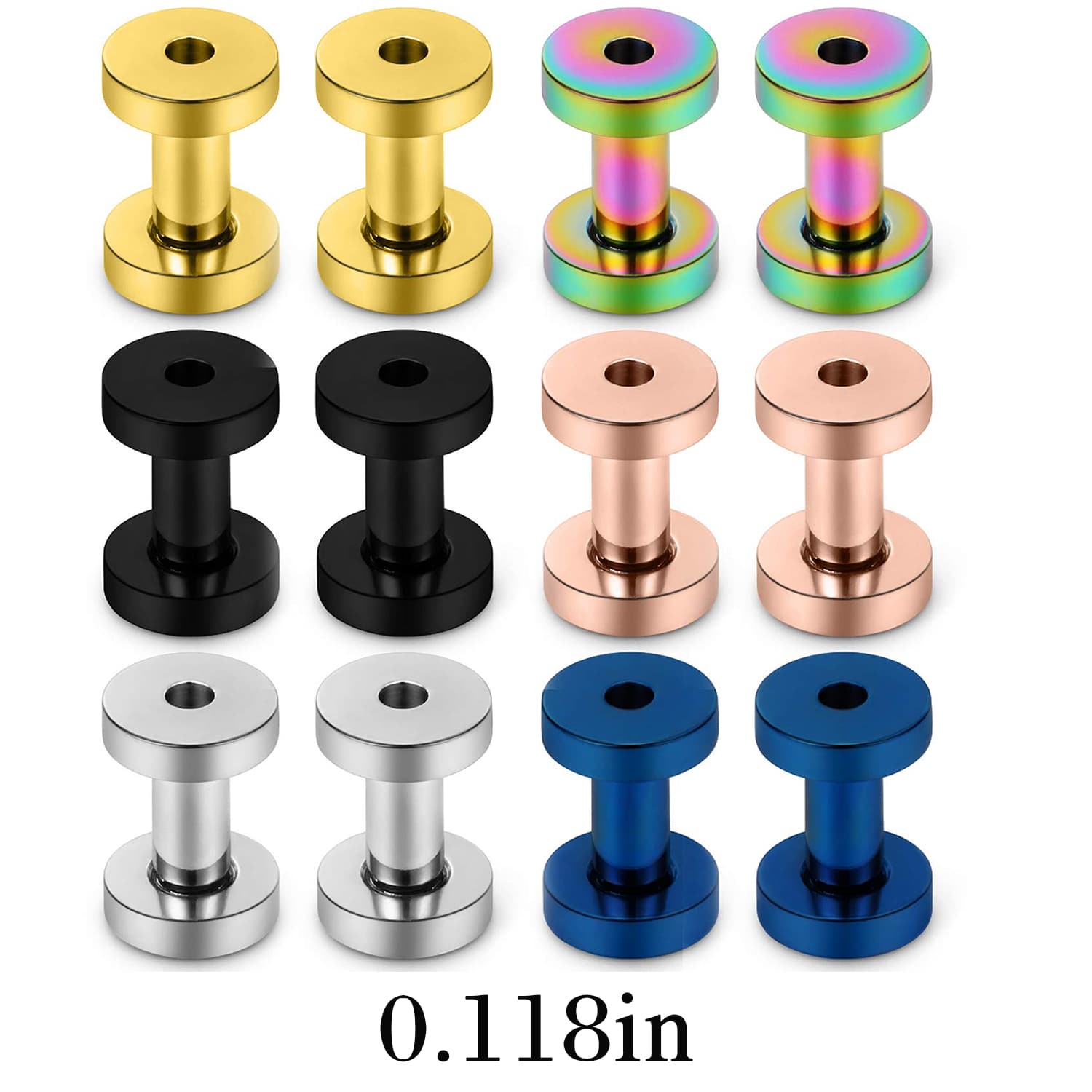 12-36 Piece Ear Stretching Kit - 14G-00G Beginner Size - Surgical Steel ...