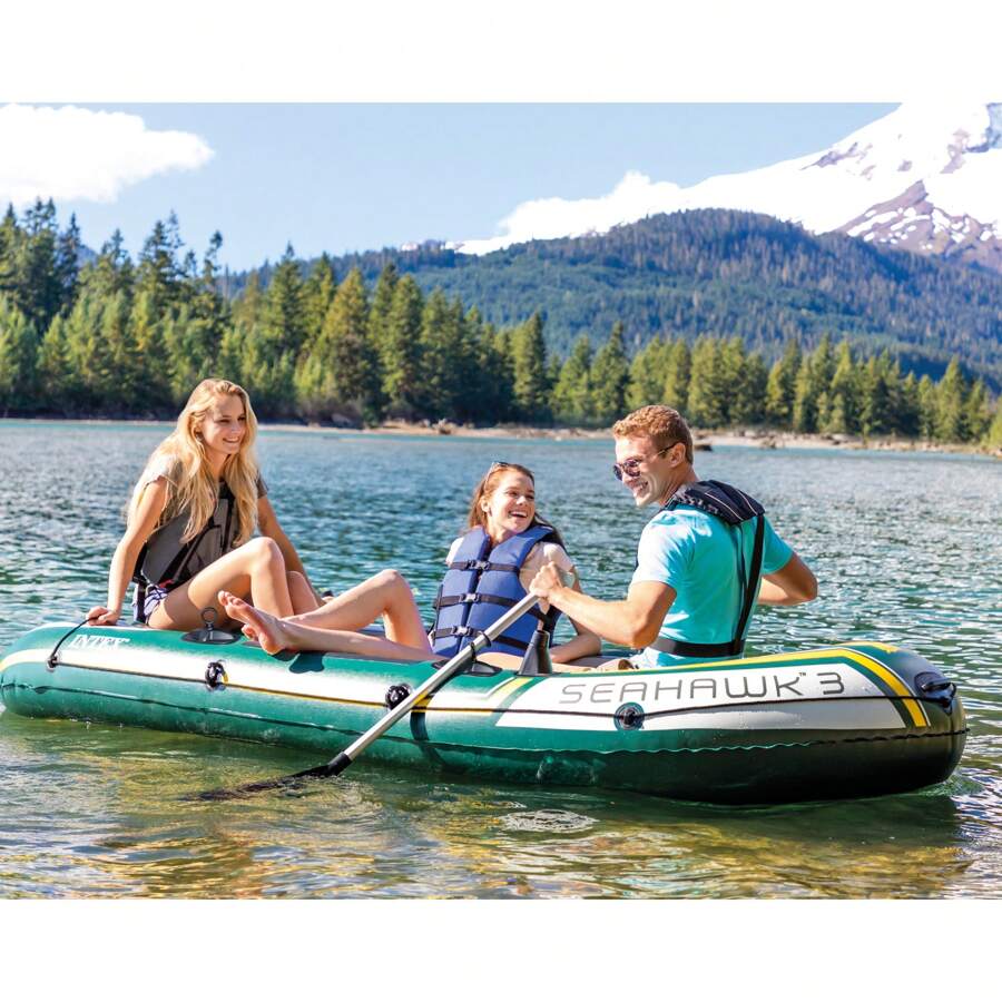 Intex Intex Seahawk 3 Person Inflatable Rafting Boat Set With Aluminum ...