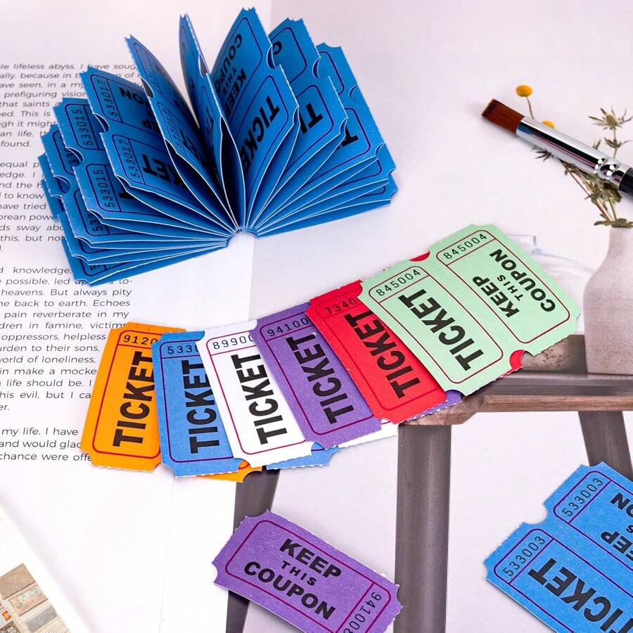 DORESS DORESS 1roll 2000 Raffle Tickets(Multiple Color Options), Double ...