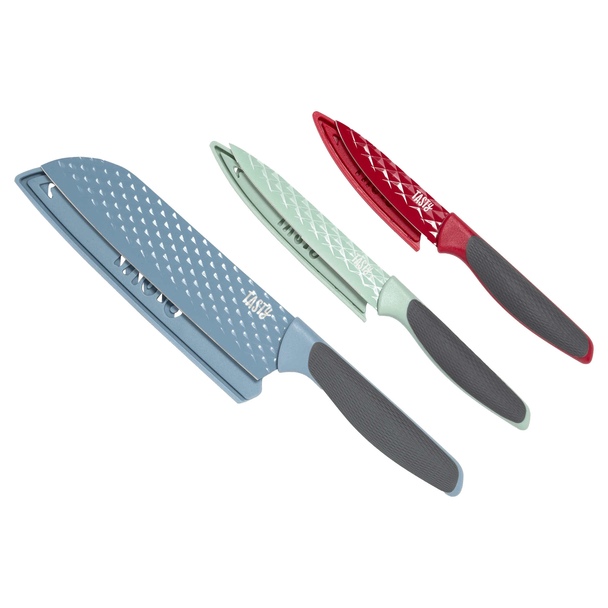 Tasty 3 Piece Cutlery Knife Set With Diamond Texture Blades, Includes ...
