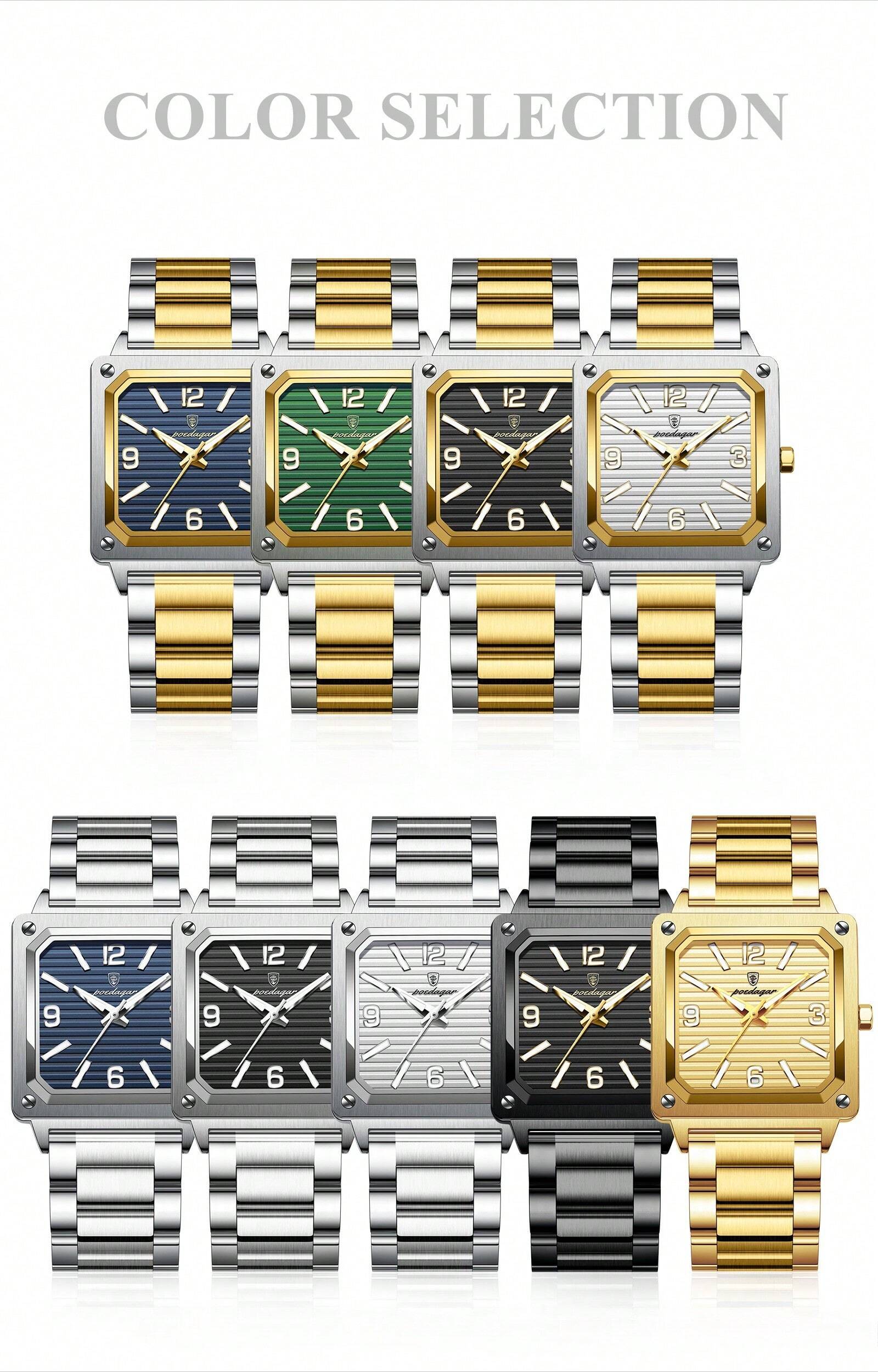 POEDAGAR Luxury Military Man Wristwatch Square Quartz Men Watch ...