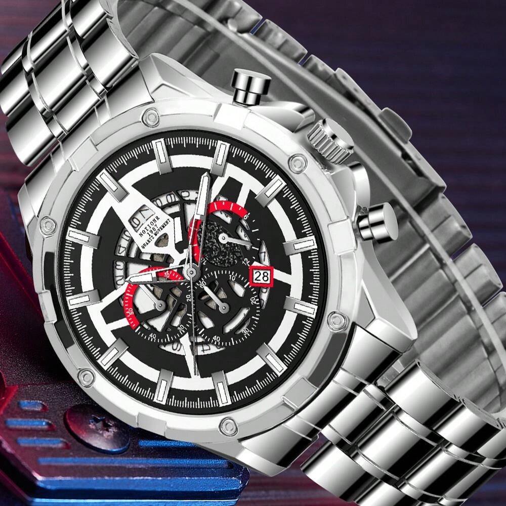 Watches For Men Waterproof Stainless Steel Quartz Men's Watch Skeleton ...