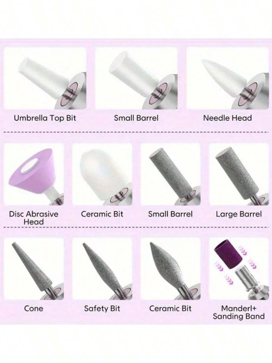 Nail Polishing Machine, 15,000 RPM Nail Drill With 11 Sanding Bits & 26 ...