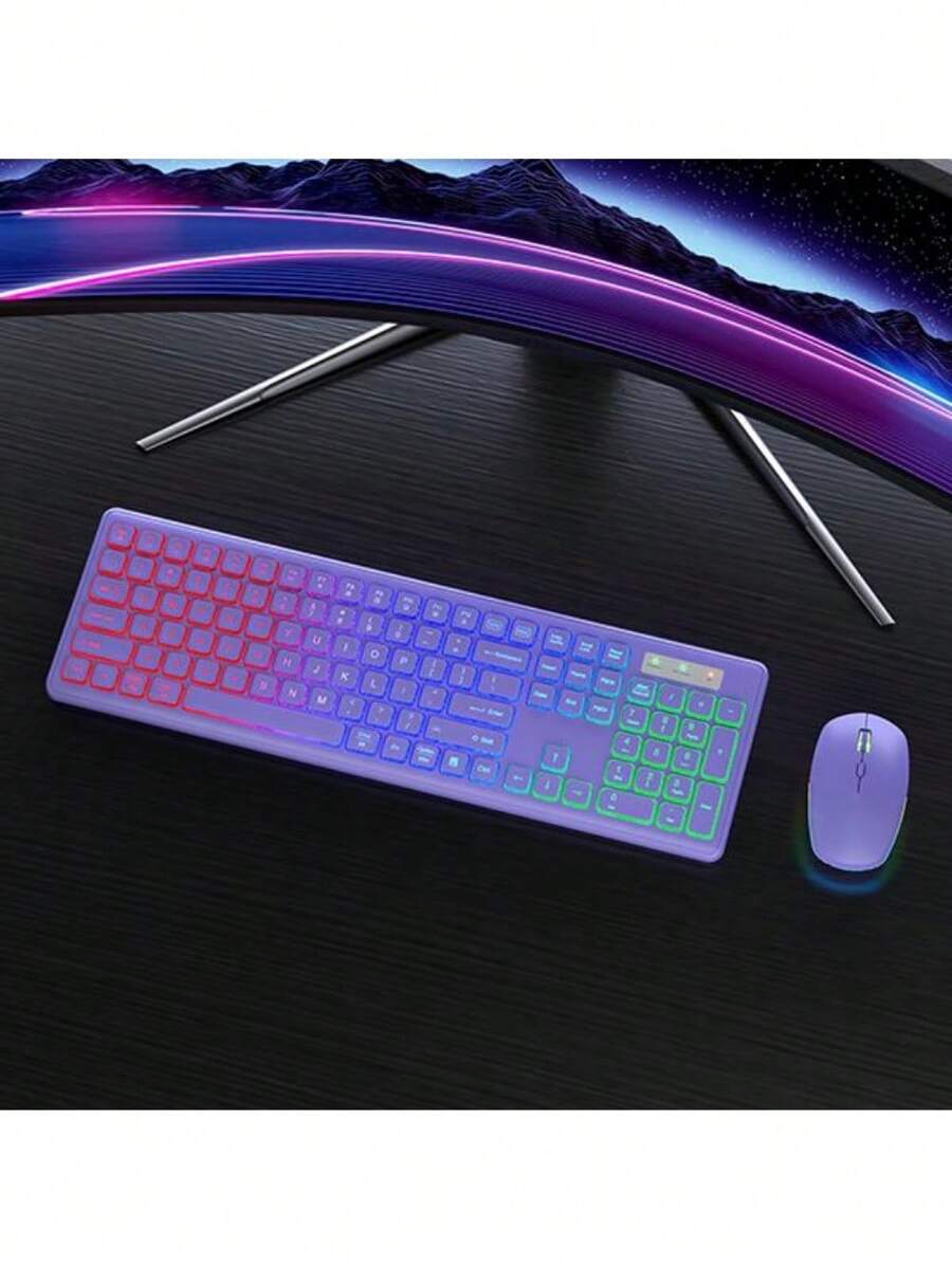 Wireless Keyboard And Mouse Combo - RGB Backlit, Rechargeable & Light ...