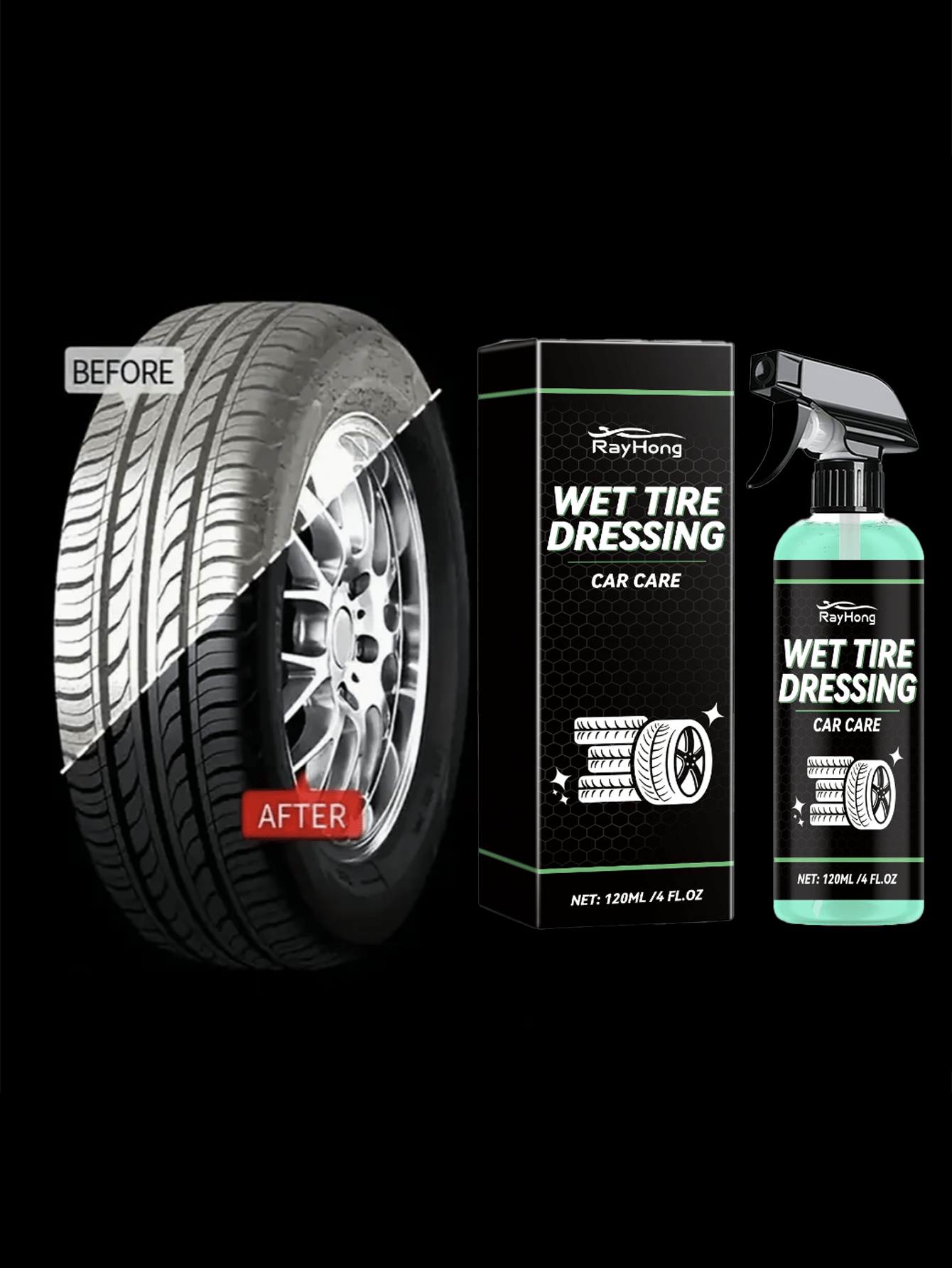 Car Tire Brightening Agent - Gloss Enhancer & Anti-Aging Whitener, Auto ...