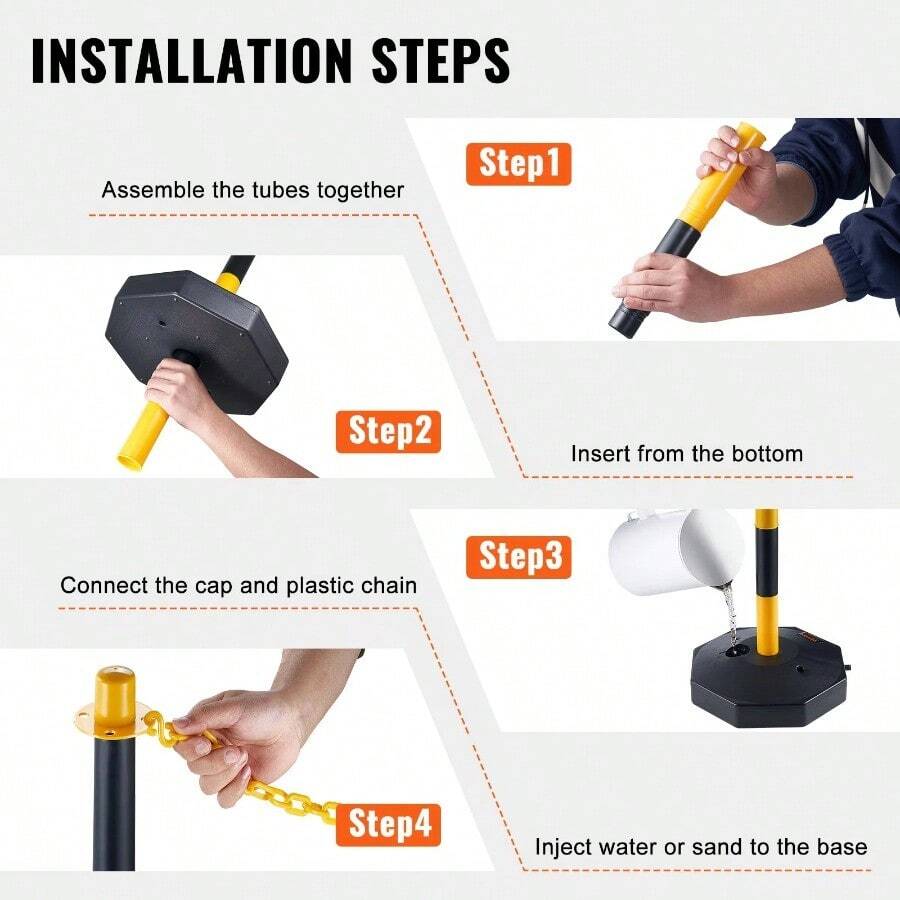 VEVOR Adjustable Traffic Delineator Post Cones 2 Pack Traffic Safety ...