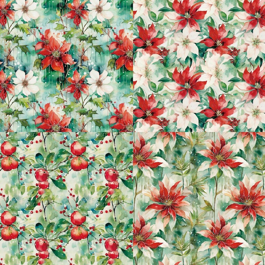 24sheets Holly Christmas Paper Pack For DIY Scrapbooking Card Making ...