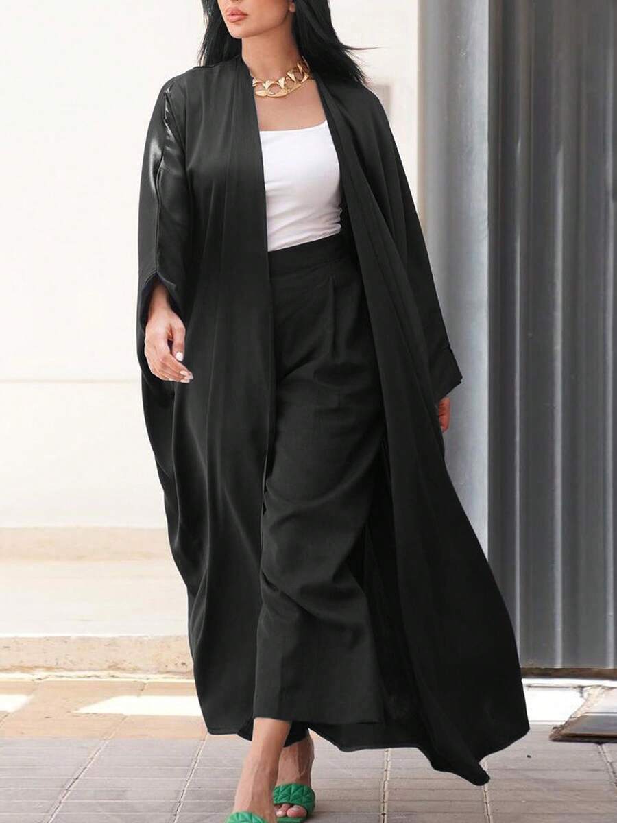Vêtements islamiques Robes femmes Couleur unie Abaya modeste Robe ...