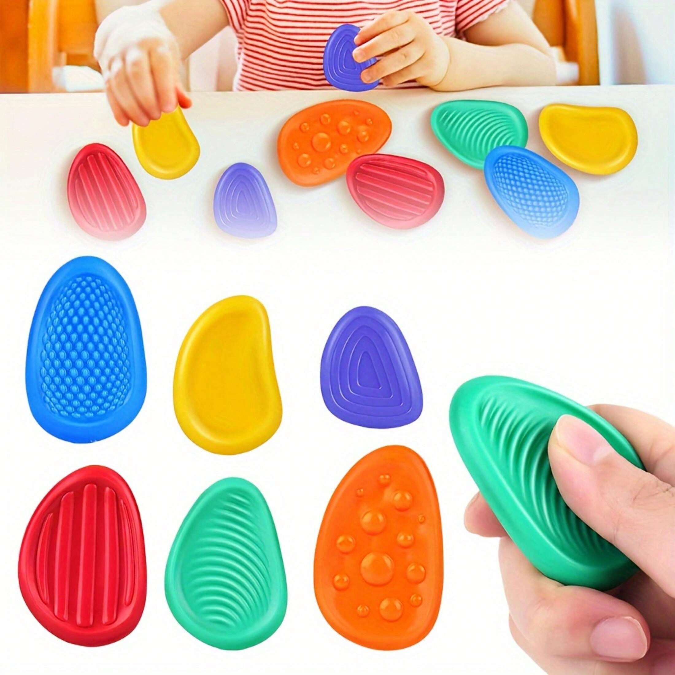 OTAN Sensory Worry Stones: Textured Soft Fidget Toys For Kids - Calming Stress Relievers For ...