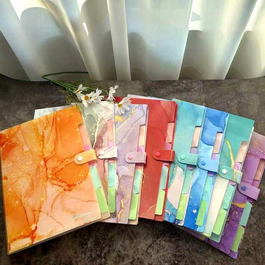 Nature Marble File Folder, Expanding File Folder With Labels, 5 Pocket ...