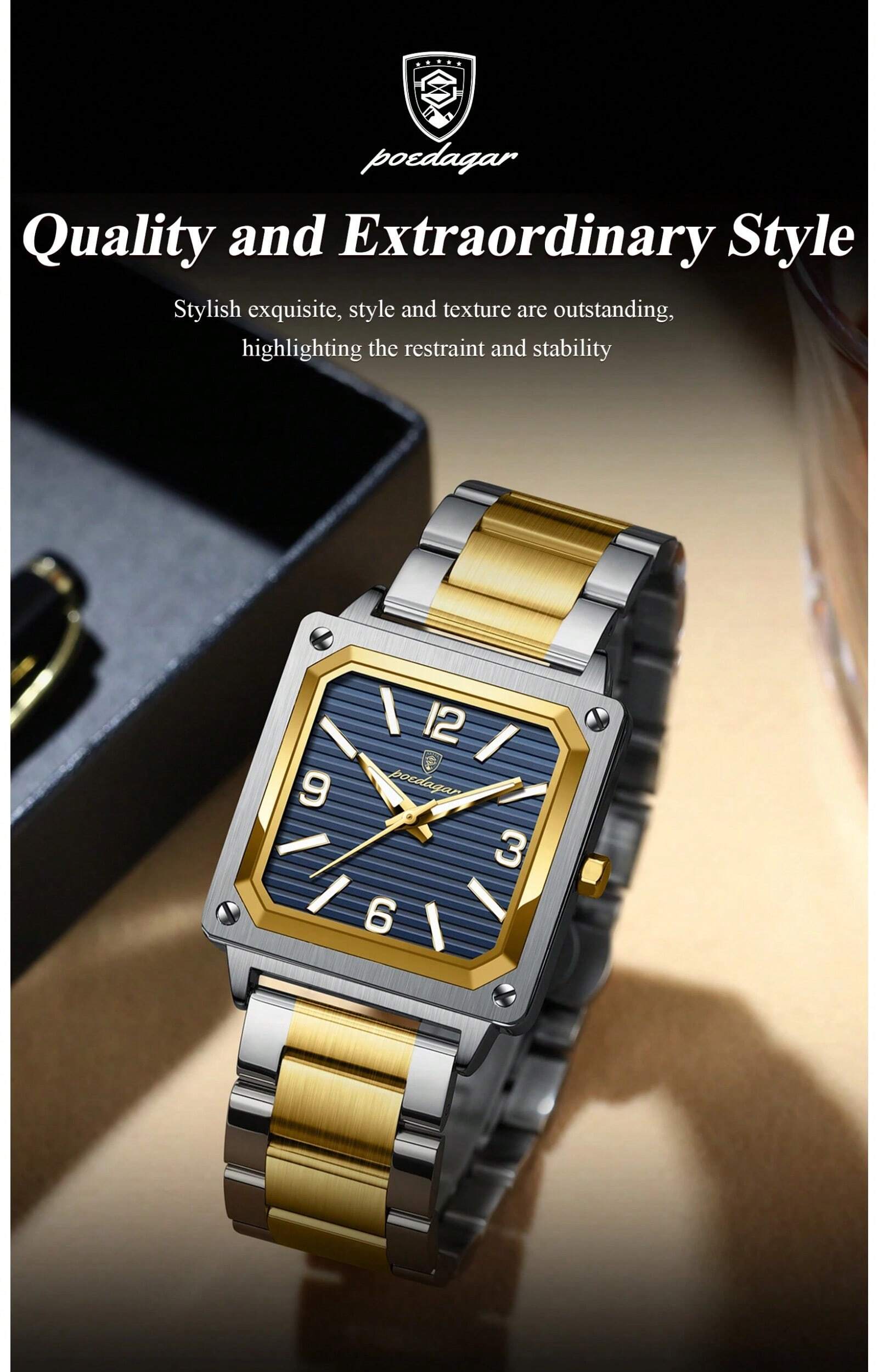 POEDAGAR Luxury Military Man Wristwatch Square Quartz Men Watch ...