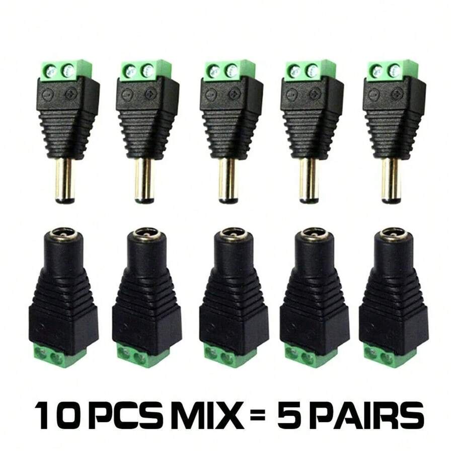10pcs(5F+5M) 12V Male To Female Power Jack Connector Adapter Plug For ...